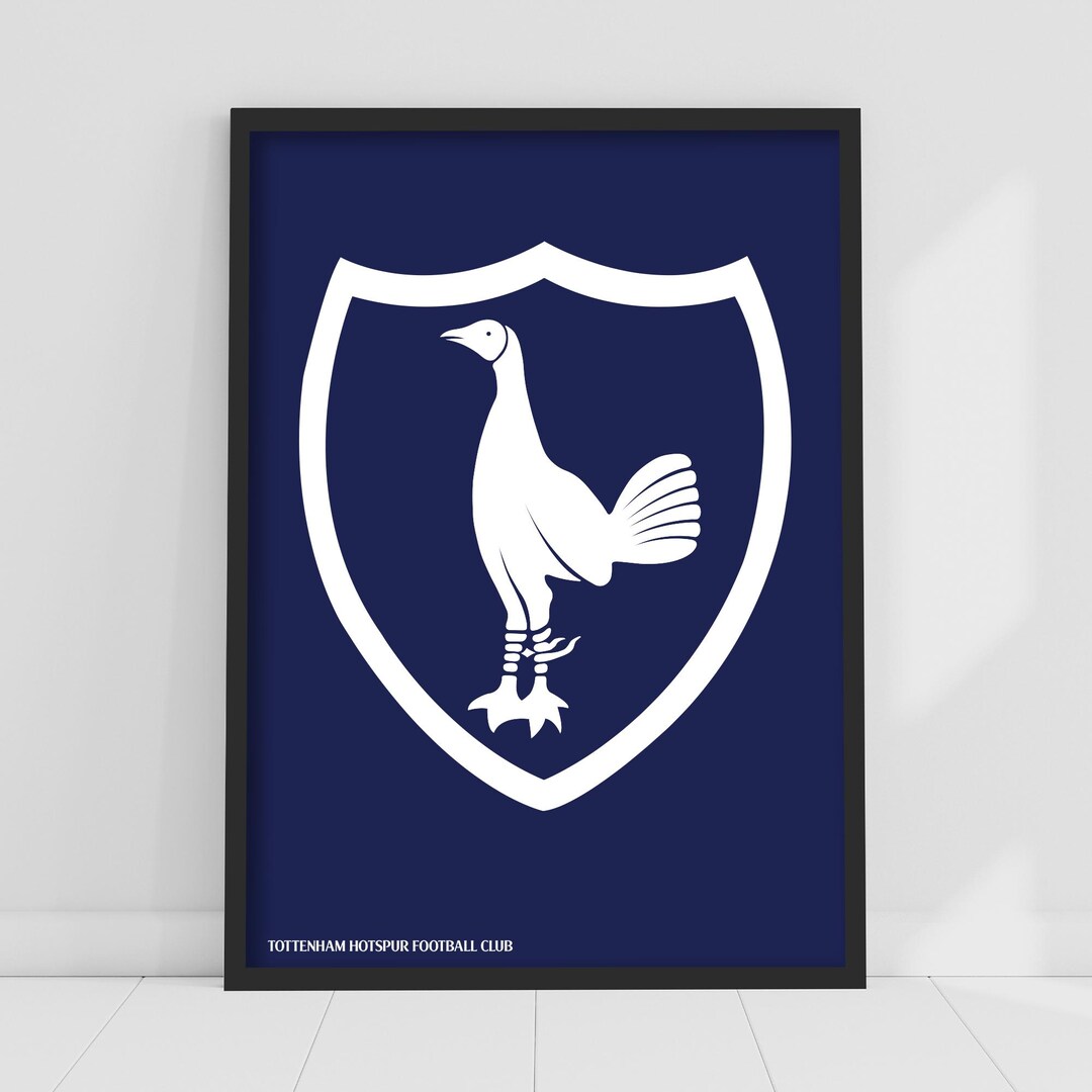 Tottenham Hotspur Print - Retro Shield White Crest Poster Wall Art ...