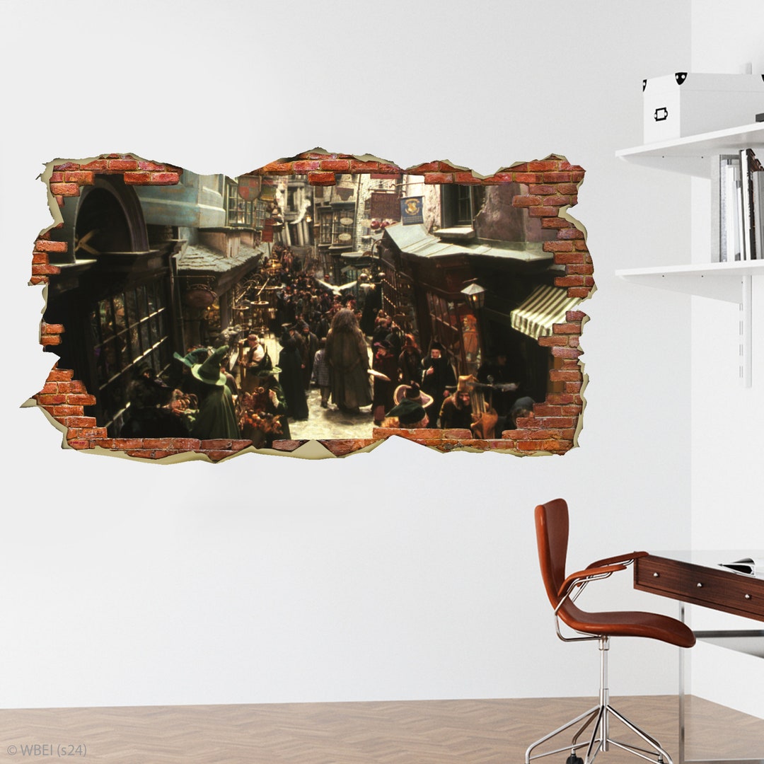 HARRY POTTER Wall Sticker – Diagon Alley Day Time Brick Broken Wall ...