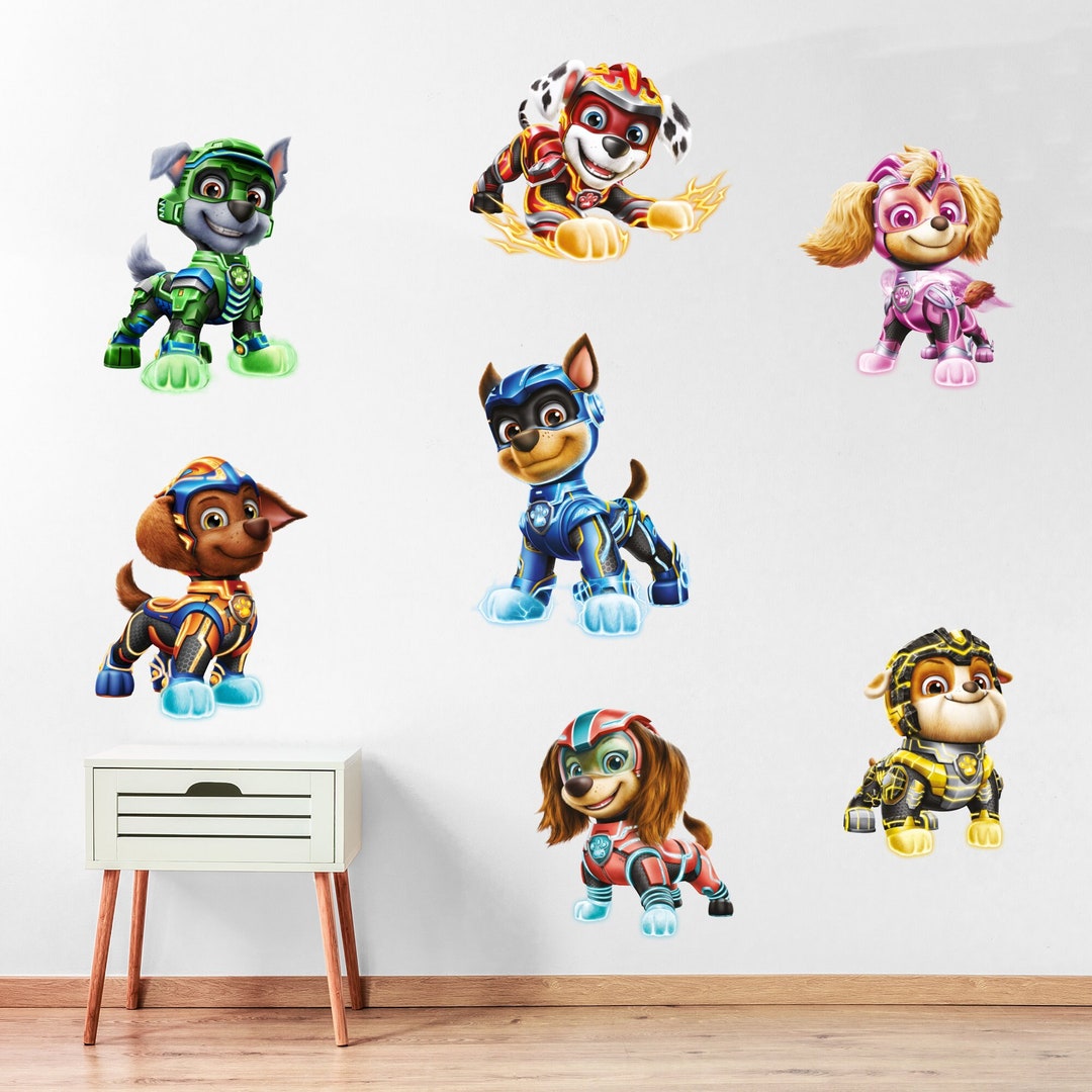 Paw Patrol the Mighty Movie Wall Sticker - Characters Wall Decal Set - Etsy