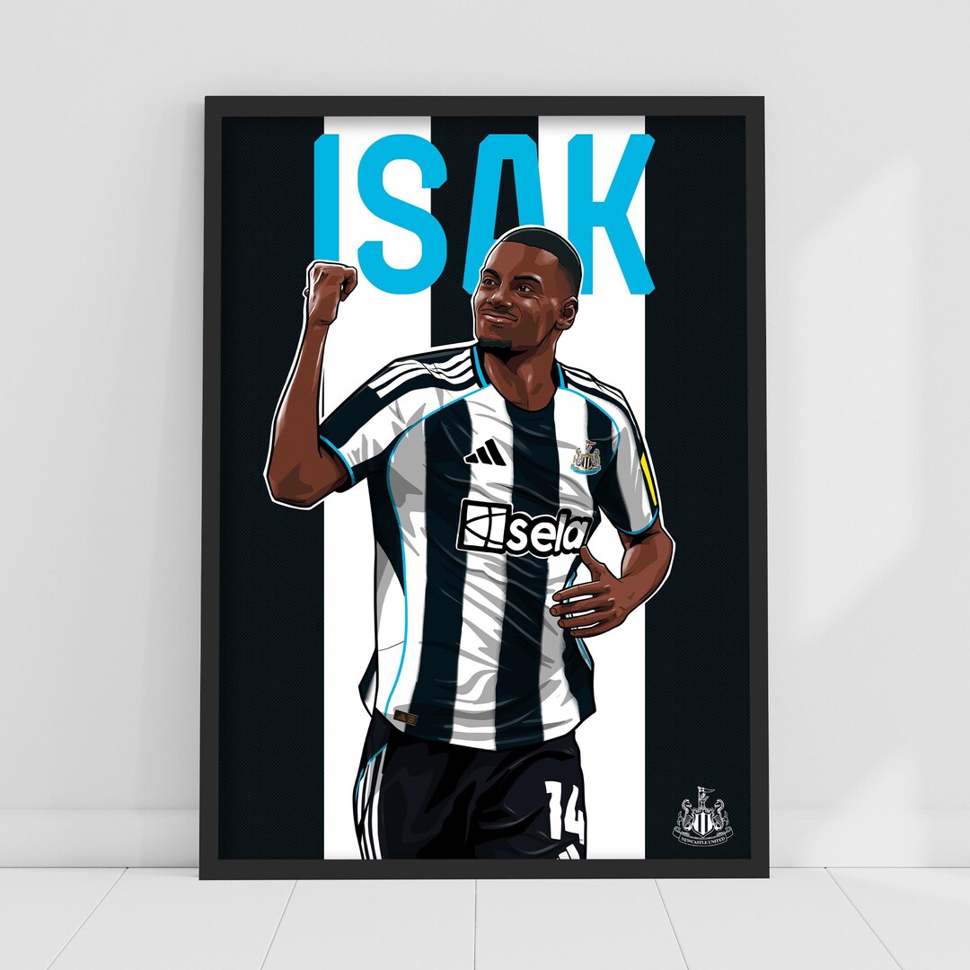 Newcastle United FC Print - Isak Illustration Poster Football Wall Art ...