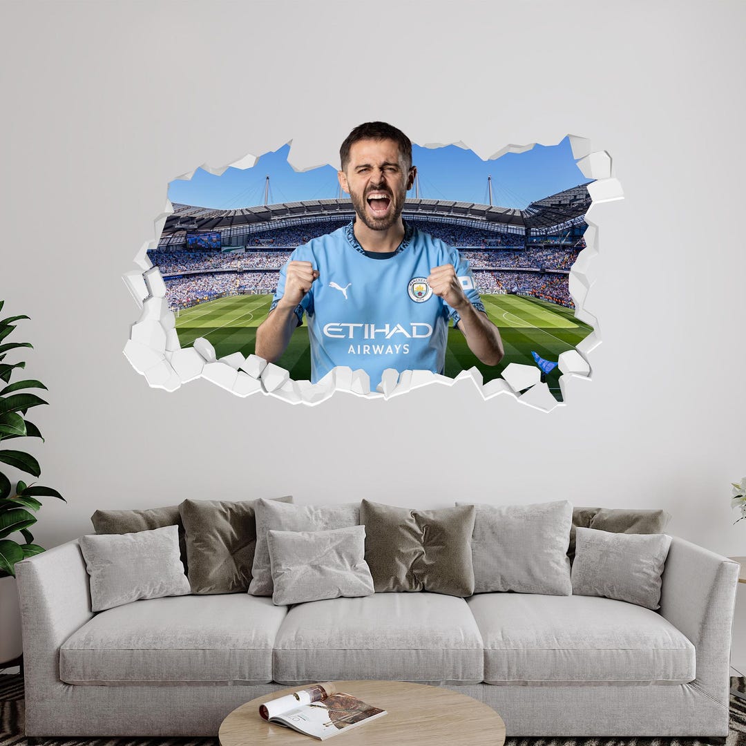 Official Manchester City Wall Sticker - Bernardo Silva 24/25 Broken ...