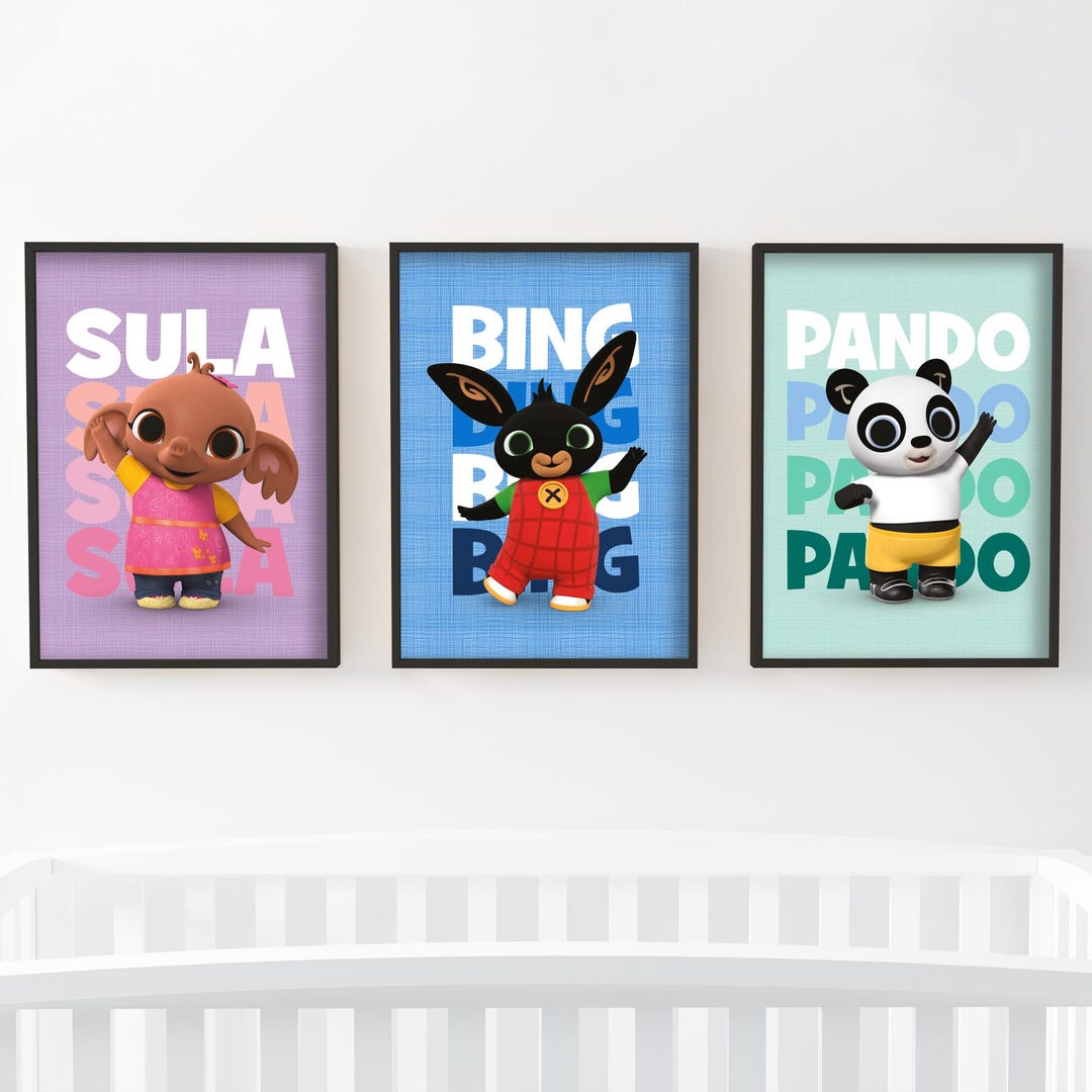 Bing Print - Bing Sula and Pando Repeat Name Set of 3 Posters Wall Art ...