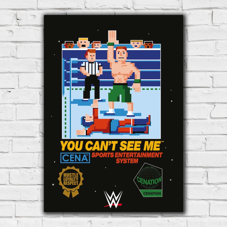 WWE Print - John Cena 8-bit Pixel Poster Wrestling Wall Art - Etsy