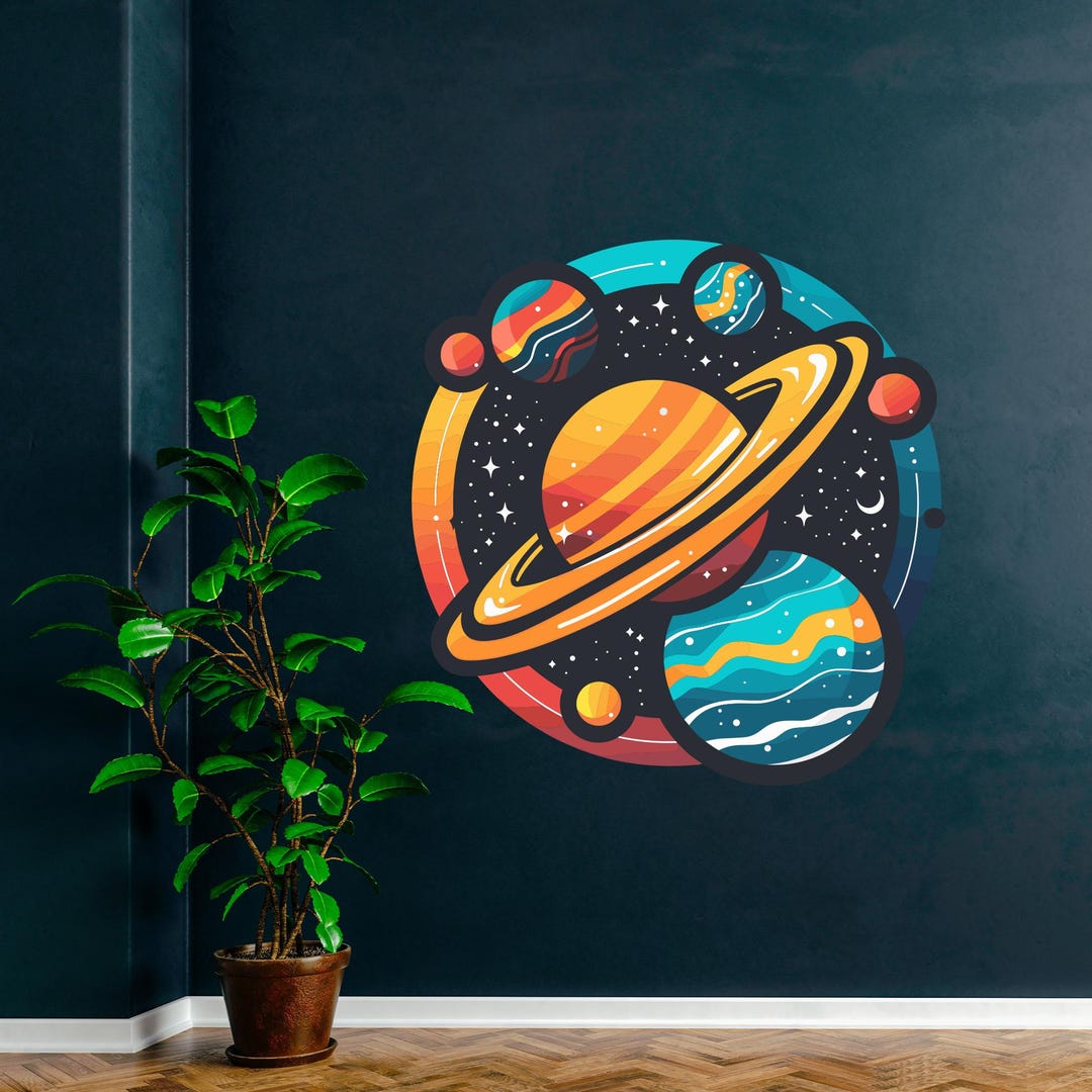Space Wall Sticker - Space Planets Decal Wall Art - Etsy