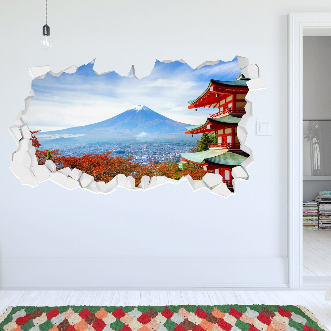 Japan Wall Sticker - Mount Fuji in Autumn Broken Wall Decal Home Decor ...