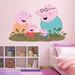 Peppa Pig Wall Sticker Peppa and Family Jumping in Muddy Puddles Wall ...