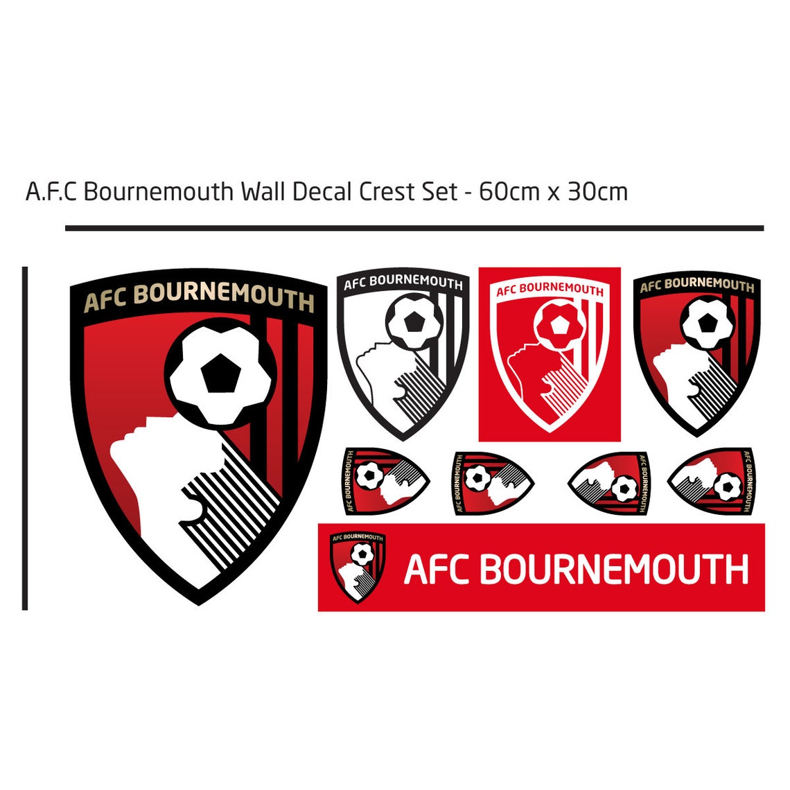 A.F.C Bournemouth Club Badge Wall Mural Cherries Wall - Etsy