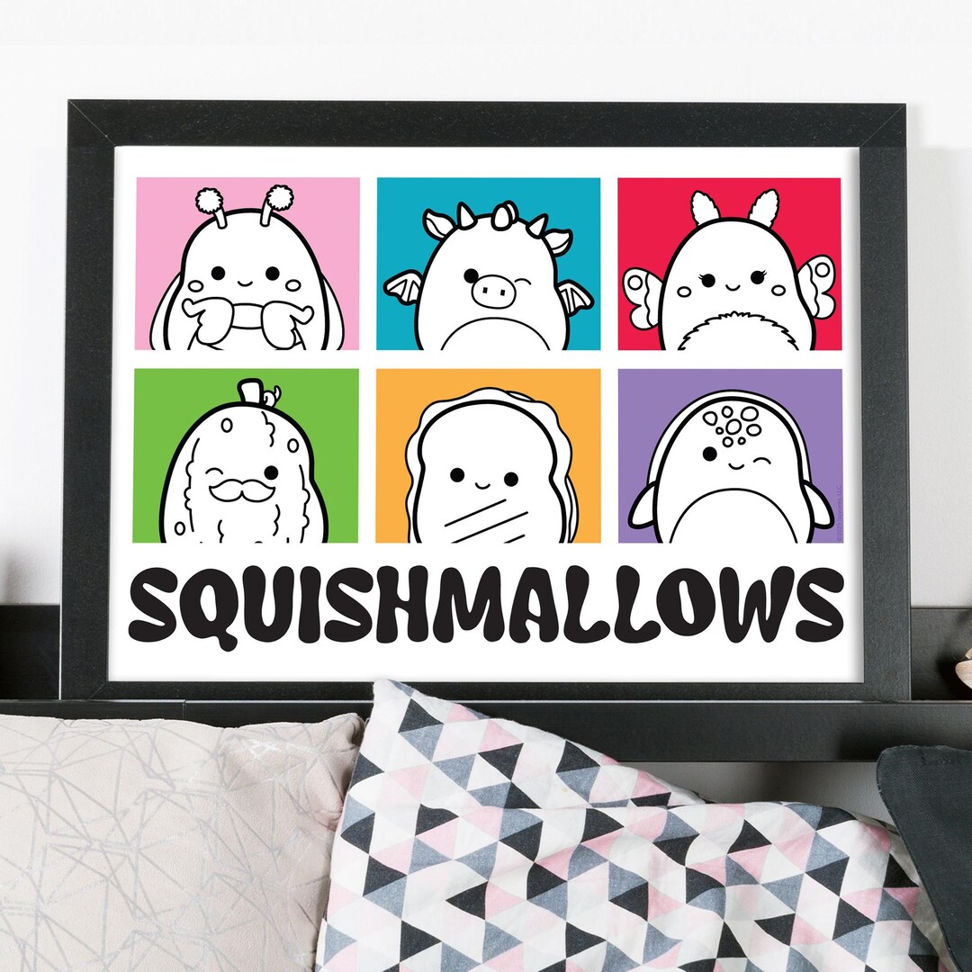 Squishmallows Print - Group Colour Block Sketch Poster Wall Art - Etsy