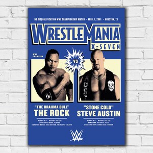 WWE Print - the Rock Stone Cold Steve Austin Wrestlemania Poster ...
