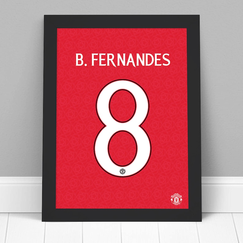 Manchester United FC Print - Bruno Fernandes 23/24 Shirt Design Poster ...