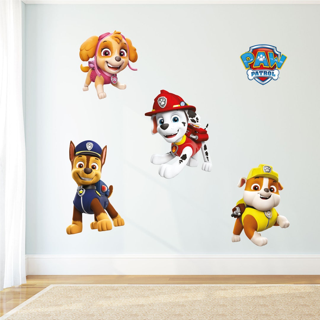Paw Patrol Wall Sticker - 4 Characters Wall Decal Set - Etsy