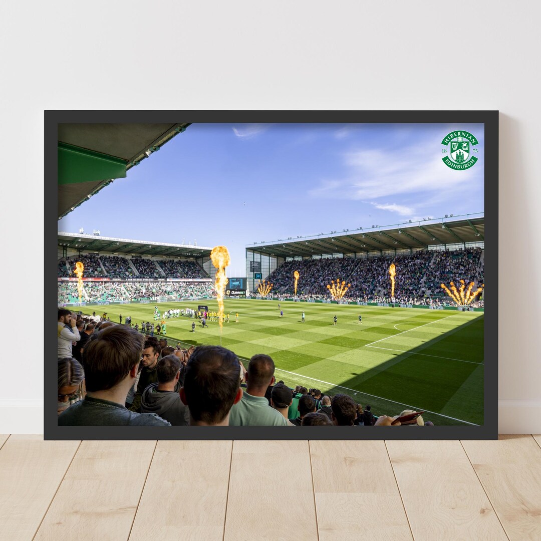 Hibernian FC Print - Stadium With Flames Poster Football Wall Art - Etsy