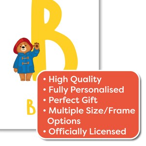 Paddington Bear TV Print - Yellow Letter and Personalised Name Wall Art ...