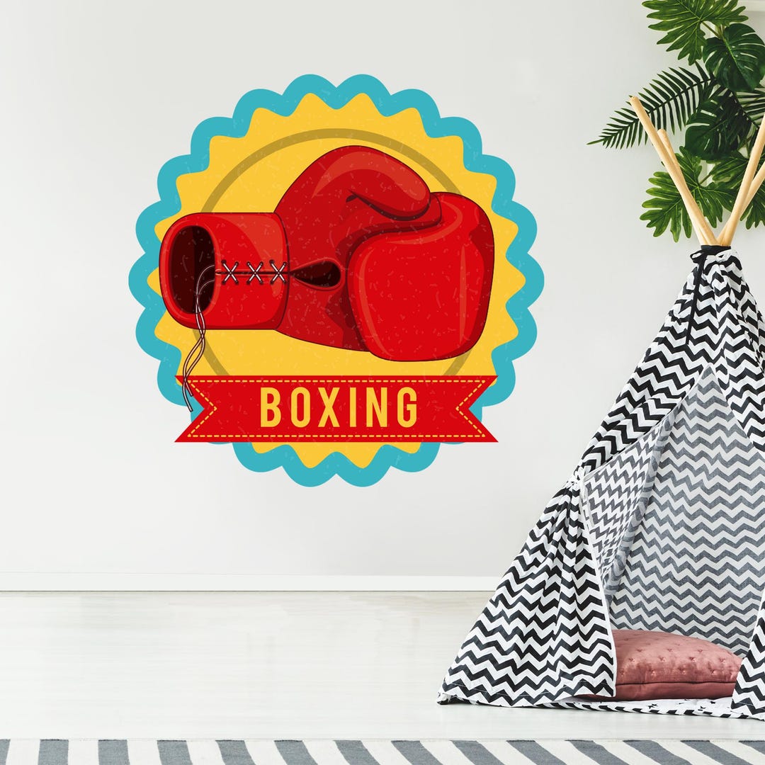Boxing Wall Sticker - Boxing Banner Below Red Glove Decal Wall Art - Etsy