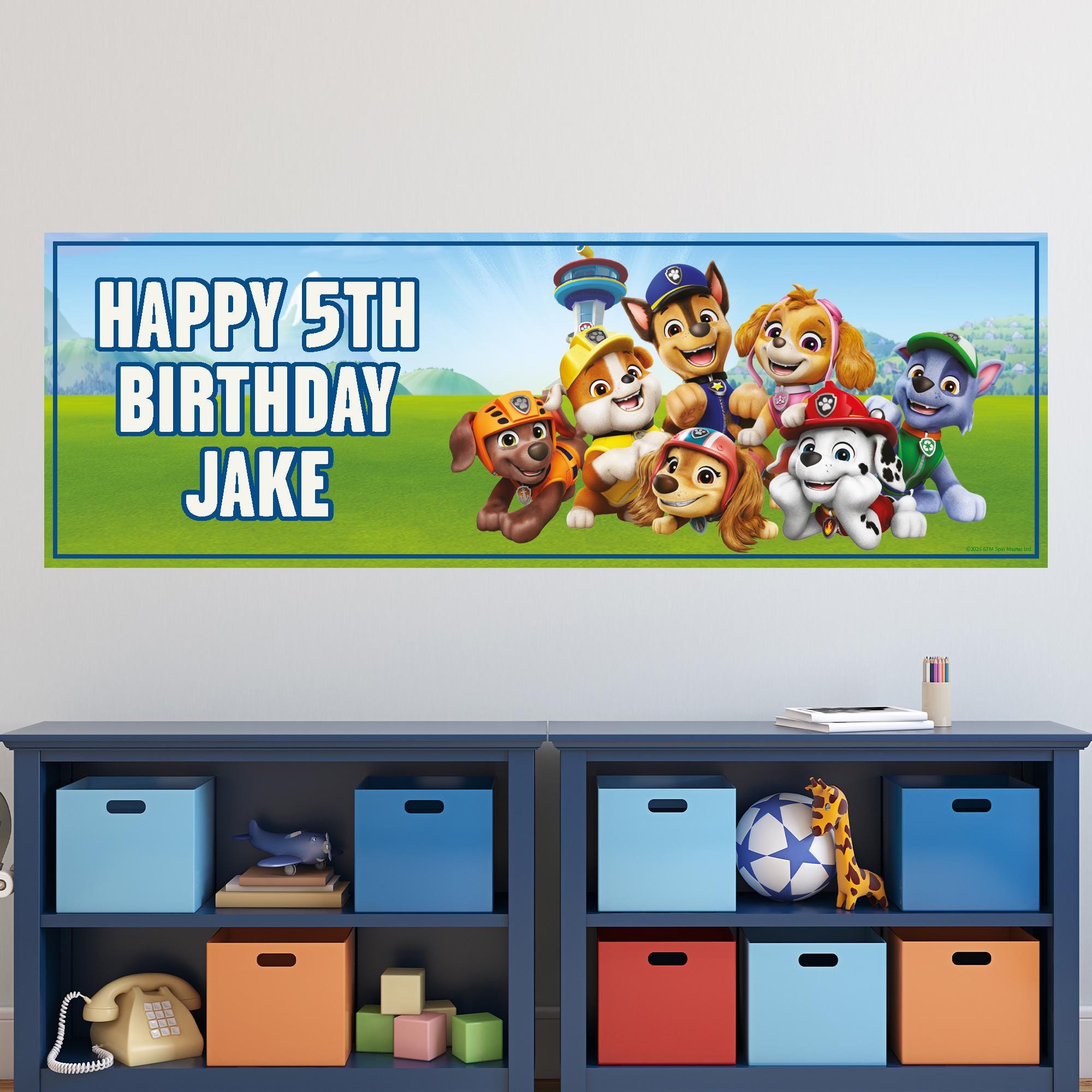 Paw Patrol Birthday - Group Huddle Personalised Banner Wall Sticker - Etsy