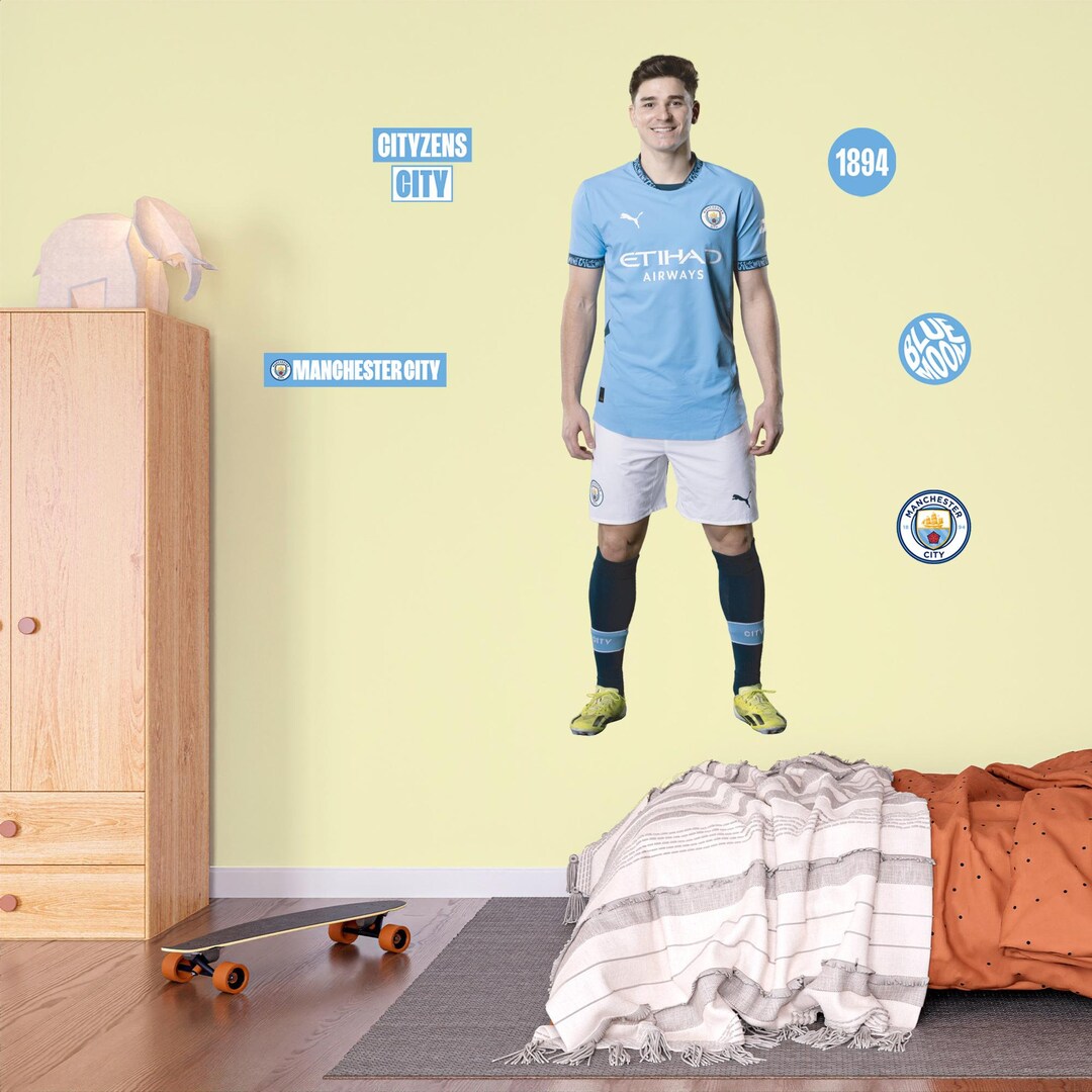 Official Manchester City Wall Sticker Alvarez 24/25 Player Wall Decal ...
