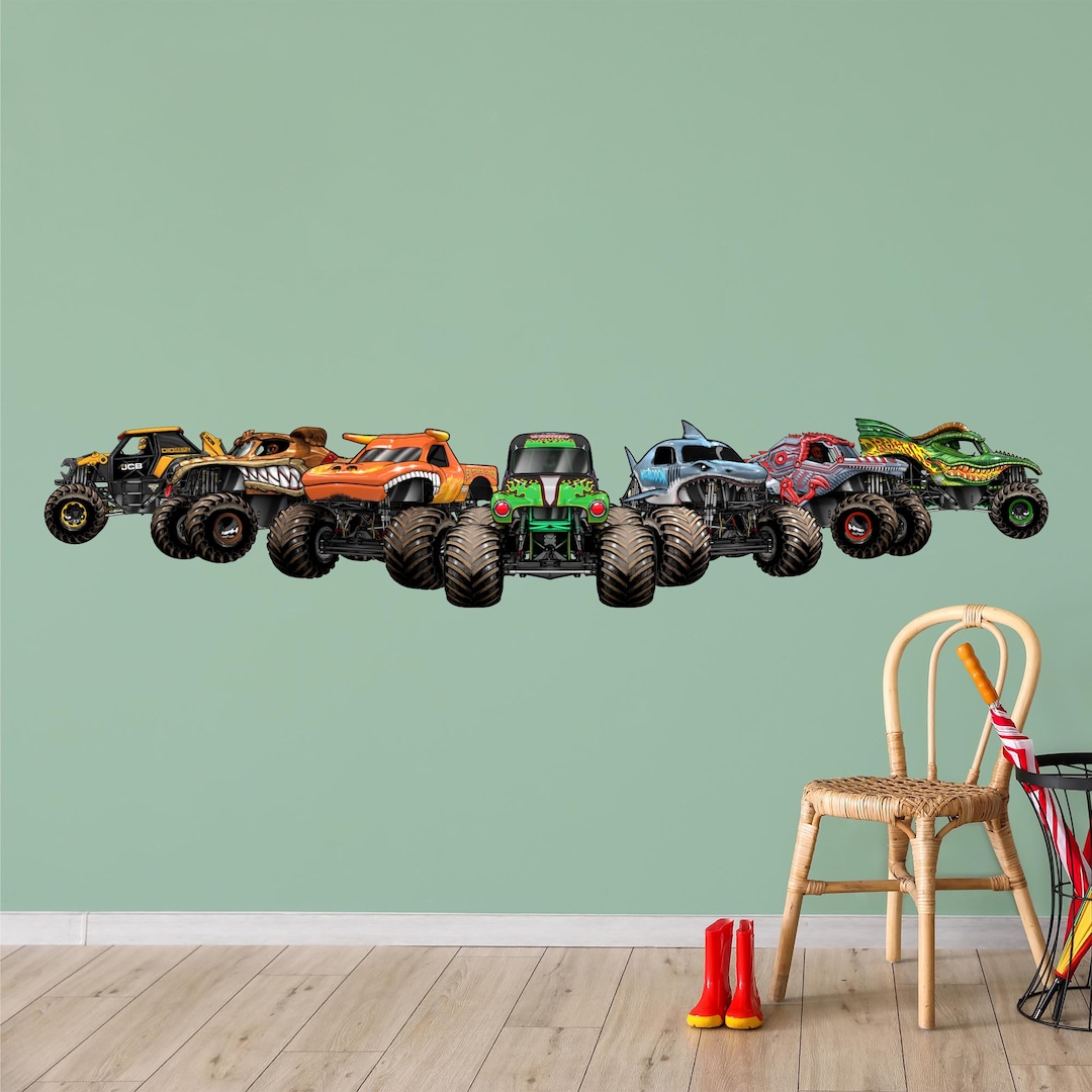 Monster Jam Wall Sticker - Group Line up Decal Wall Art - Etsy