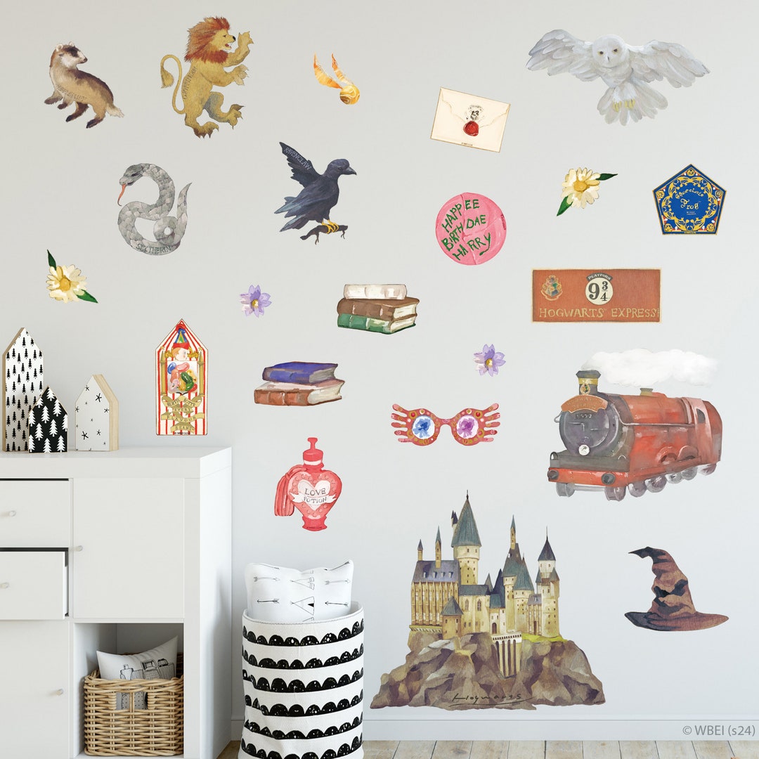 HARRY POTTER Wall Sticker – Magical World Icons Decal Set Wizarding ...