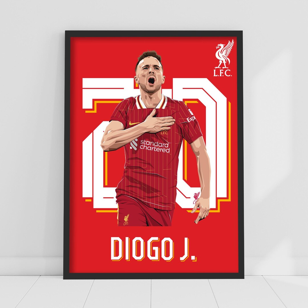 Liverpool FC Print - Diogo Jota Celebration Illustration Poster - Etsy