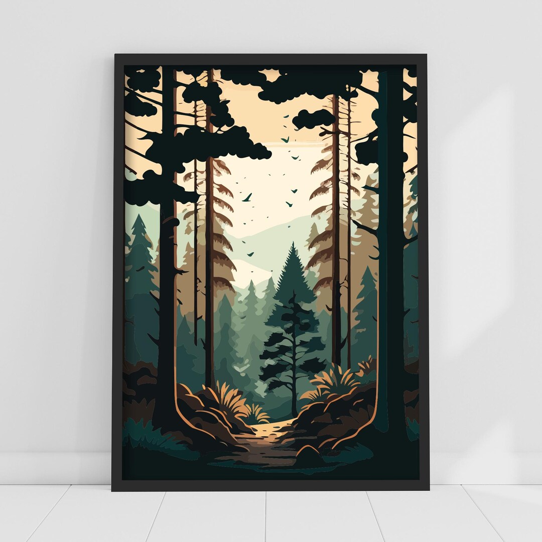 Woodland Print - Birds in the Forest Poster Wall Art - Etsy