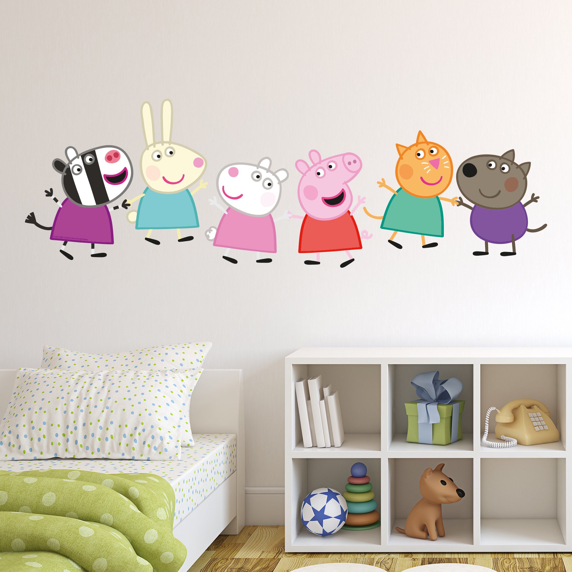 Peppa Pig Wall Sticker - Peppa and Friends Walking in Line Wall Decal ...