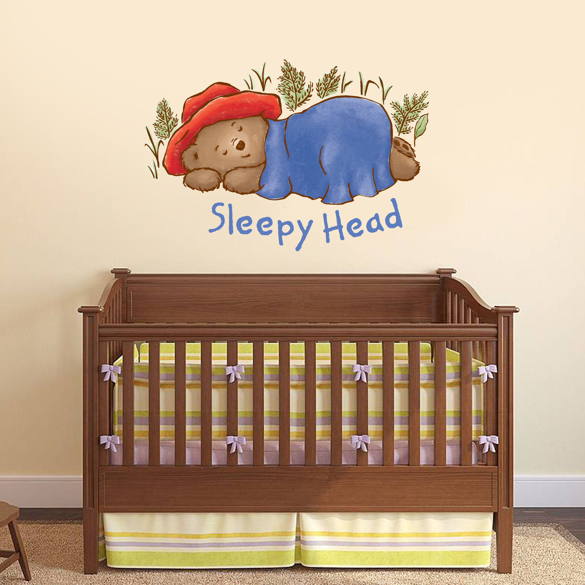 Baby Paddington Bear Wall Sticker Sleepy Head 001 - Etsy