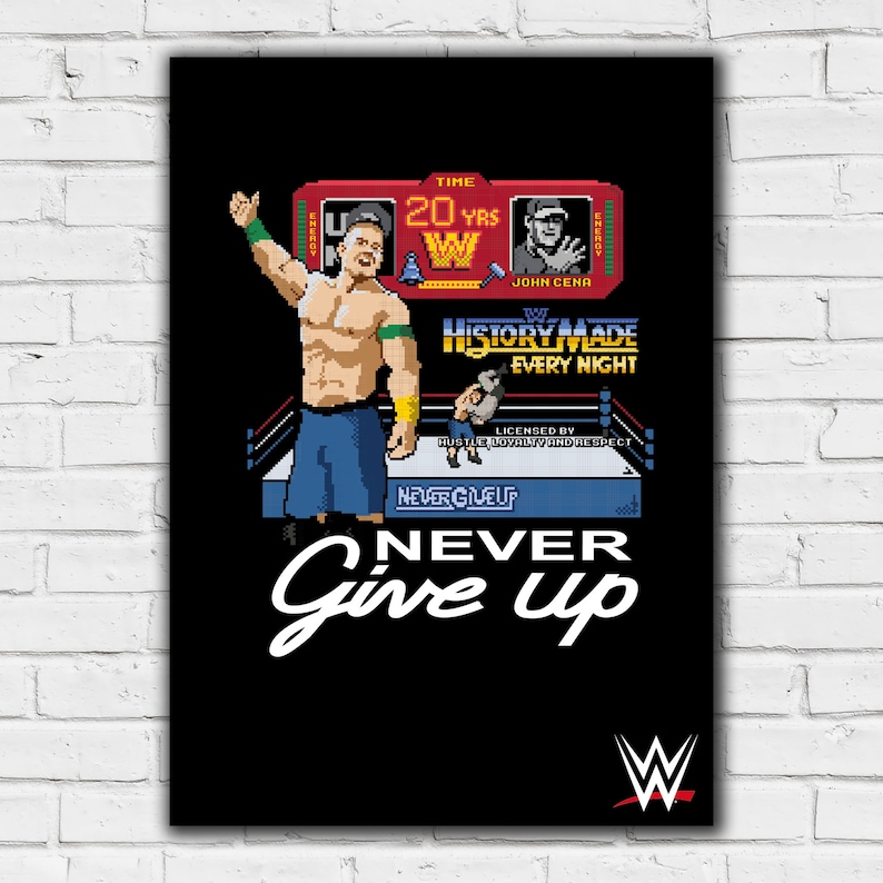 WWE Print John Cena 20 Years Pixel Poster Wrestling Wall Art - Etsy