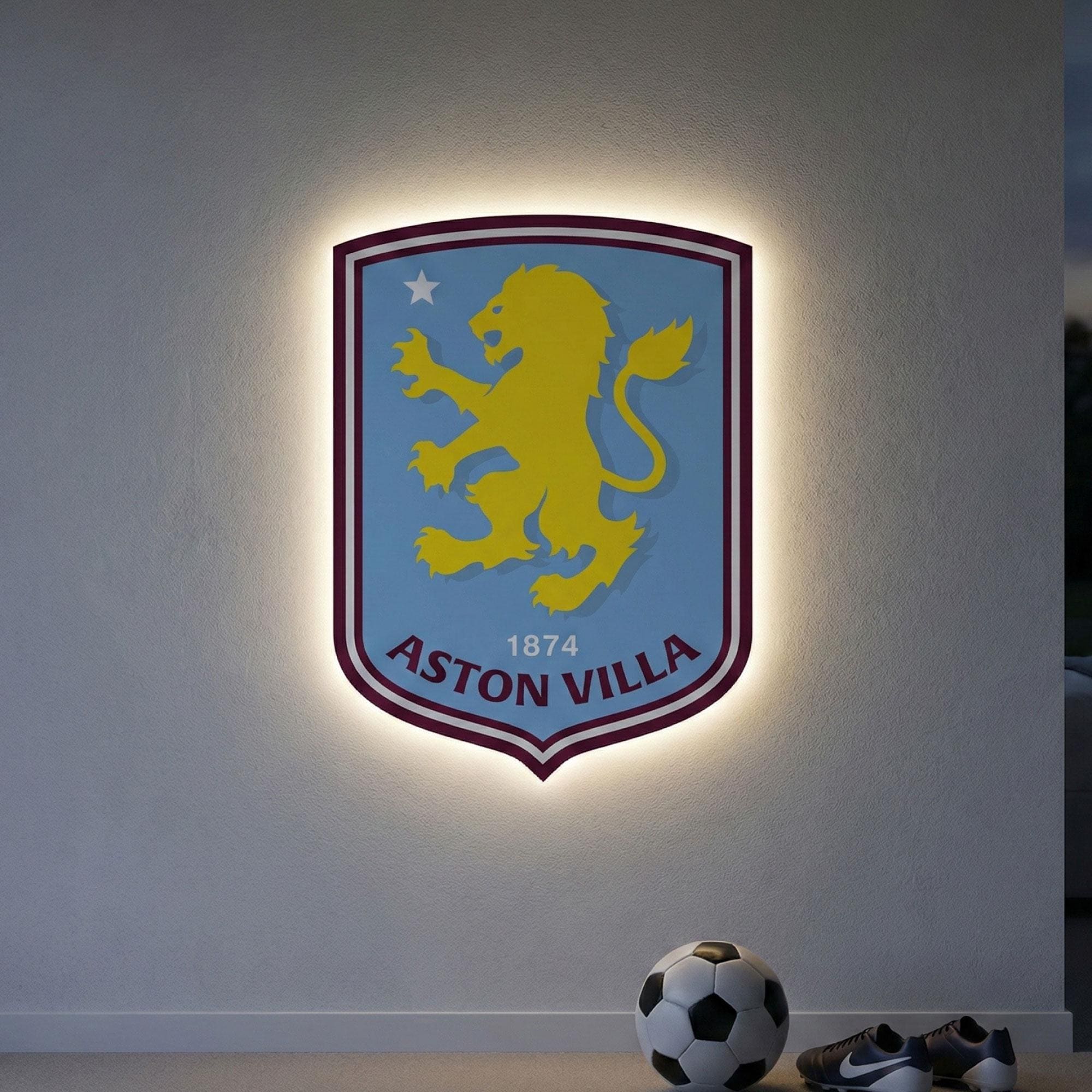 Aston Villa FC Crest LED Backlit Wallpop - Etsy UK