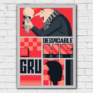 Despicable Me 4 Print - Red and Black Gru Poster Art - Etsy