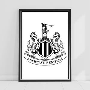 Newcastle United FC Print - Black Crest Poster Football Wall Art - Etsy