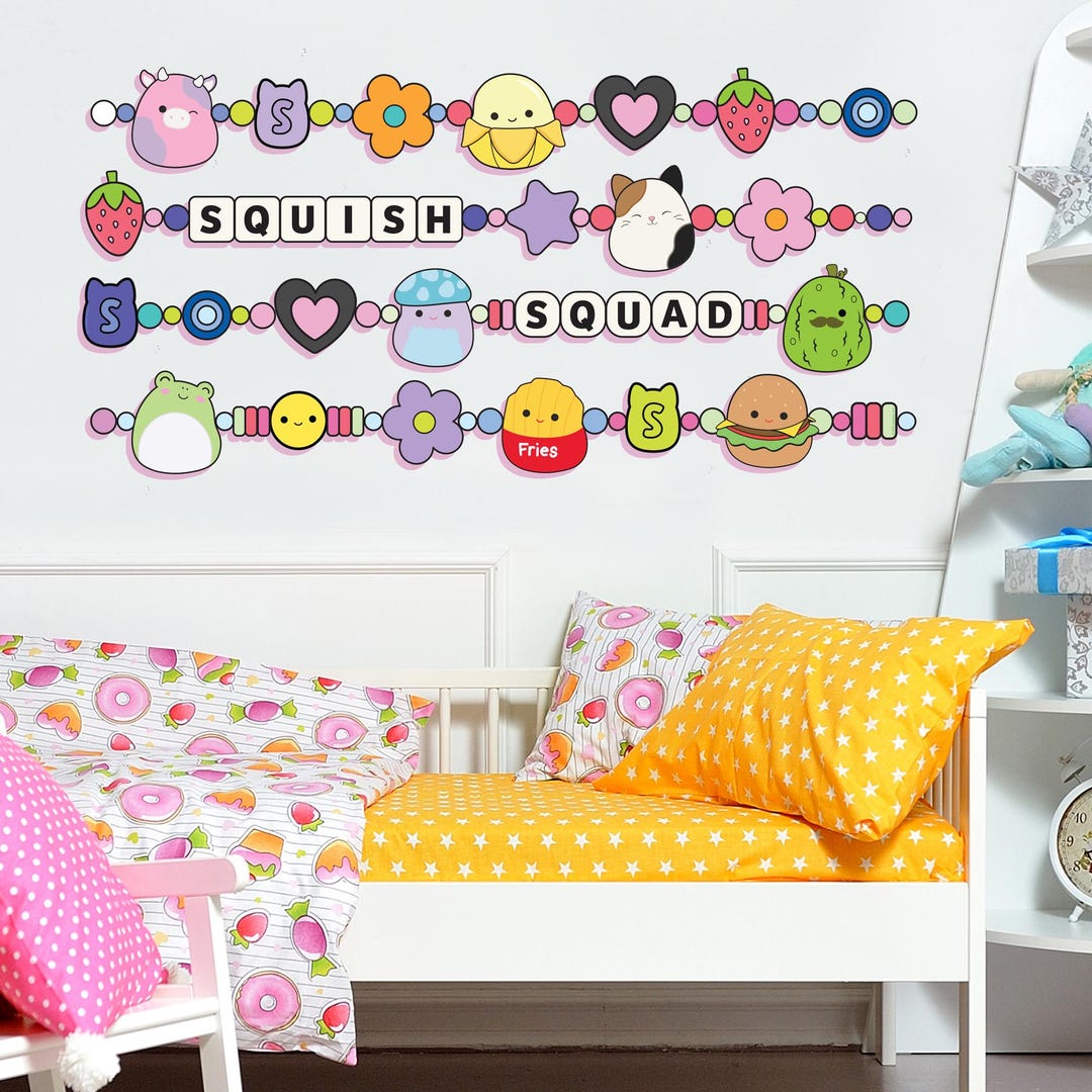 Squishmallows Wall Sticker - Squish Squad Friendship Bracelets Decal ...