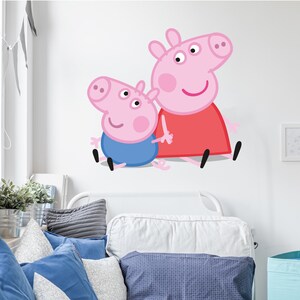 Peppa Pig Wall Sticker - Peppa and George Sitting Down Wall Decal Kids ...