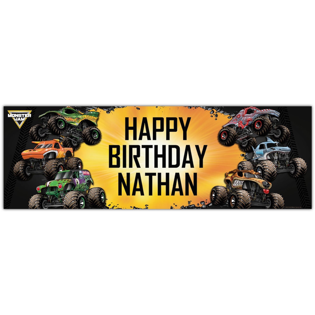 Monster Jam Birthday - Monster Jam Trucks Group Personalised Banner ...