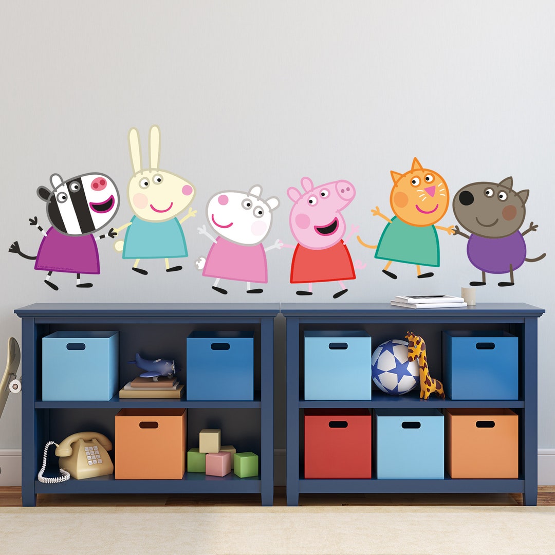 Peppa Pig Wall Sticker - Peppa and Friends Walking in Line Wall Decal ...