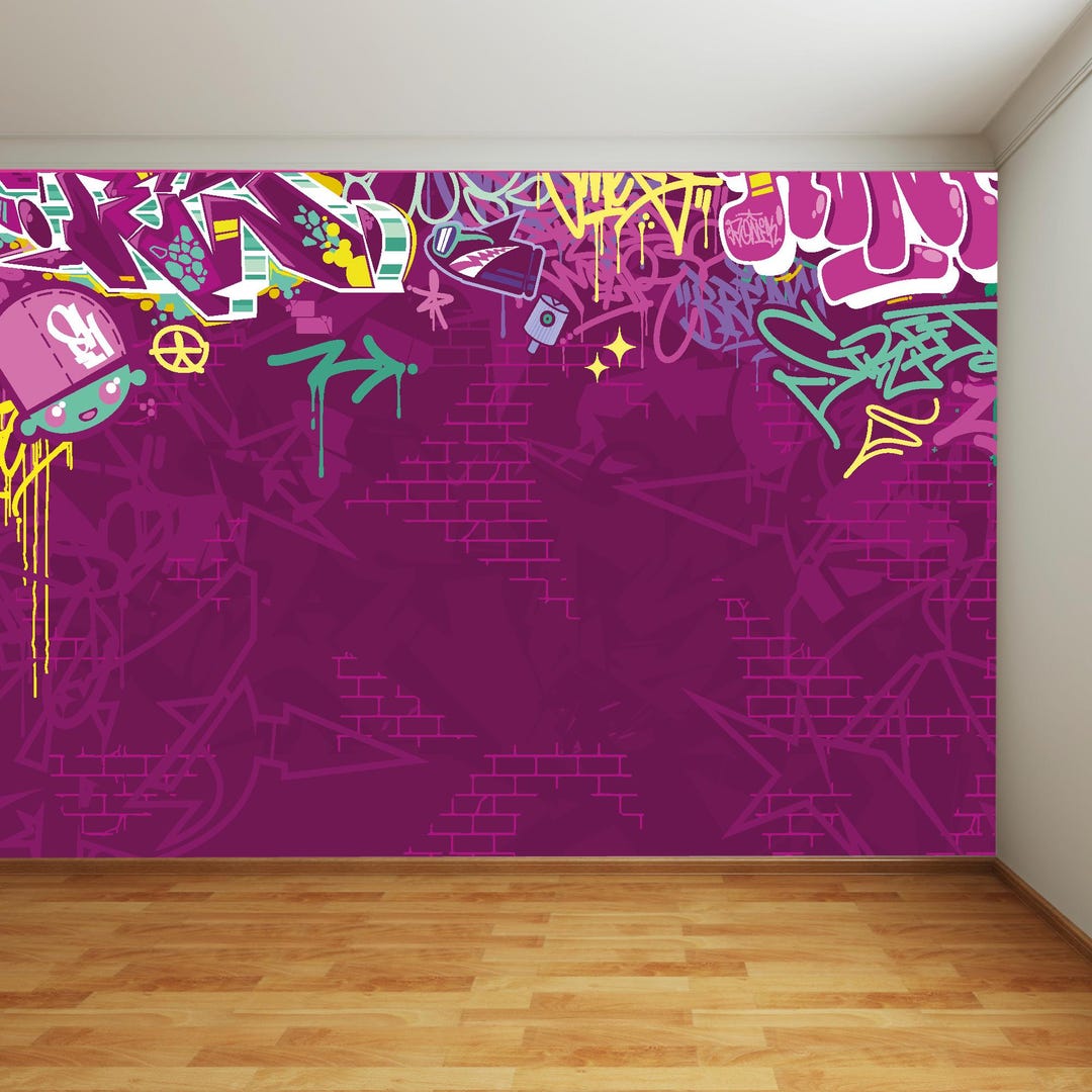 Graffiti Full Wall Mural - Fun Graffiti Wall Art - Etsy