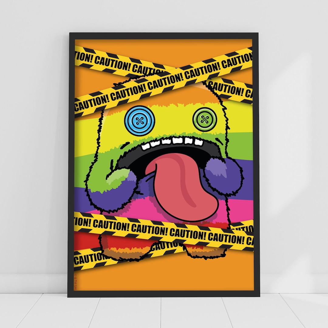 Fuggler Wall Art Print - Oogah Boogah Rainbow Caution Poster - Etsy