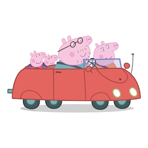 Peppa Pig Wall Sticker - Peppa and Family in Car Wall Decal Kids Art - Etsy
