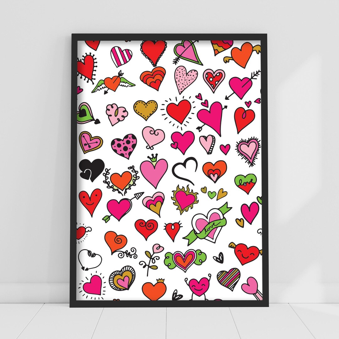 Heart Print - Different Heart Shapes Poster Wall Art - Etsy