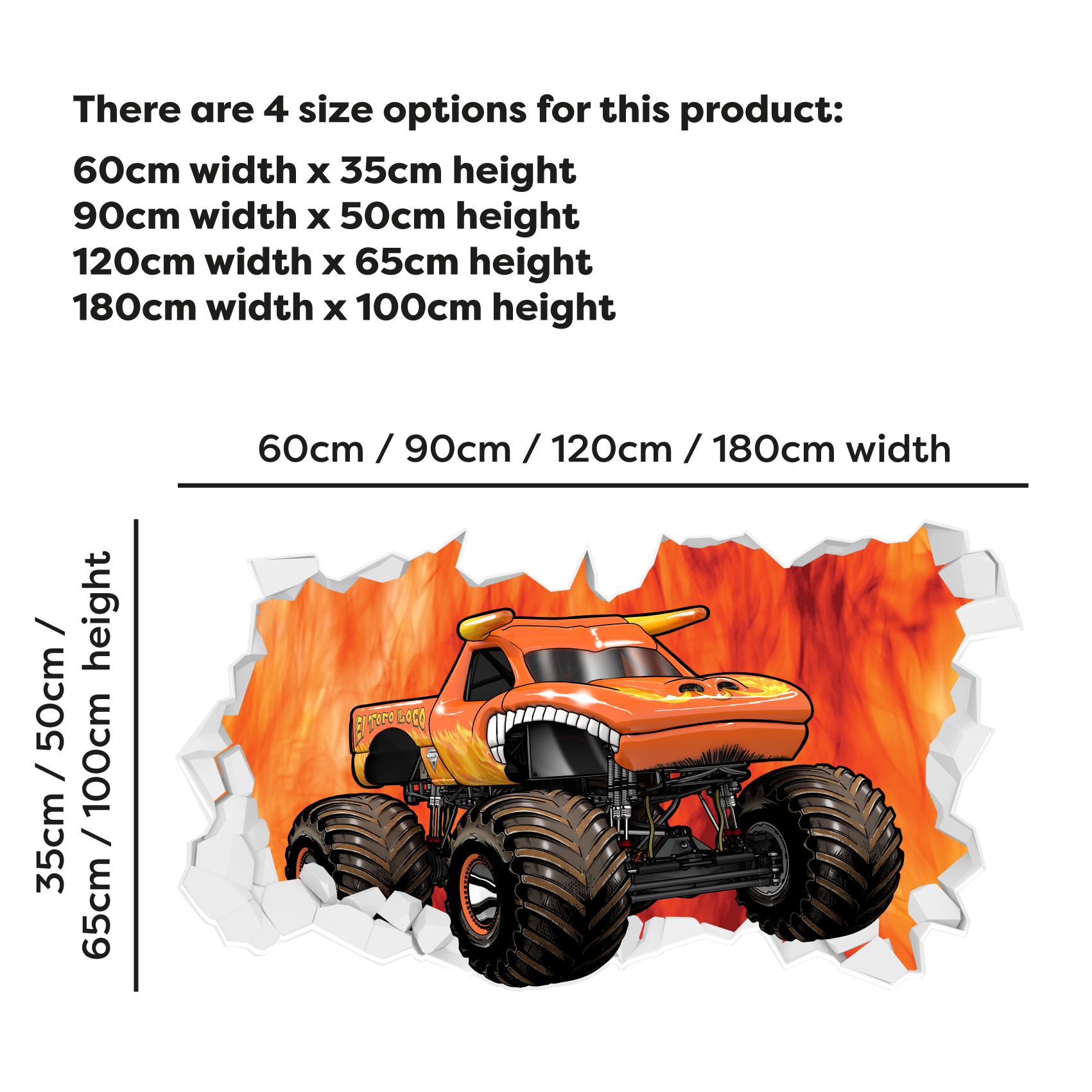 Monster Jam Wall Sticker - El Toro Loco Driving Through Broken Wall ...