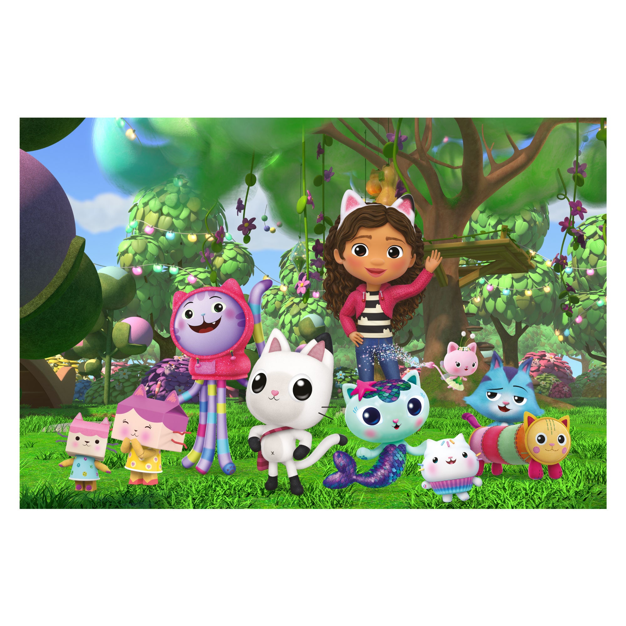 Gabby's Dollhouse Mural - Gabby and Friends in Garden Full Wall Mural ...