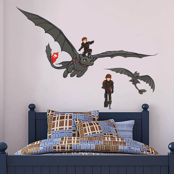 How to Train Your Dragon Hiccup & Toothless Wall Sticker Set | Etsy