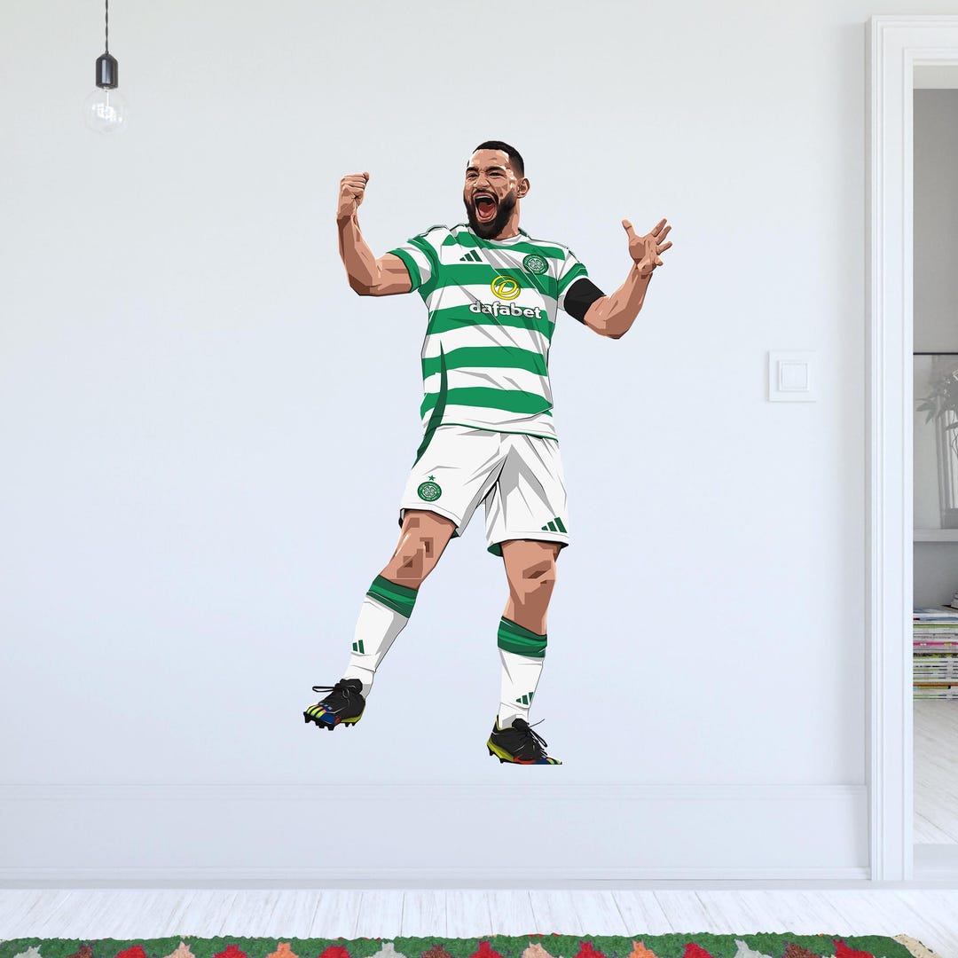 Celtic FC Wall Sticker - Vickers Player Illustration 24/25 Wall Decal ...