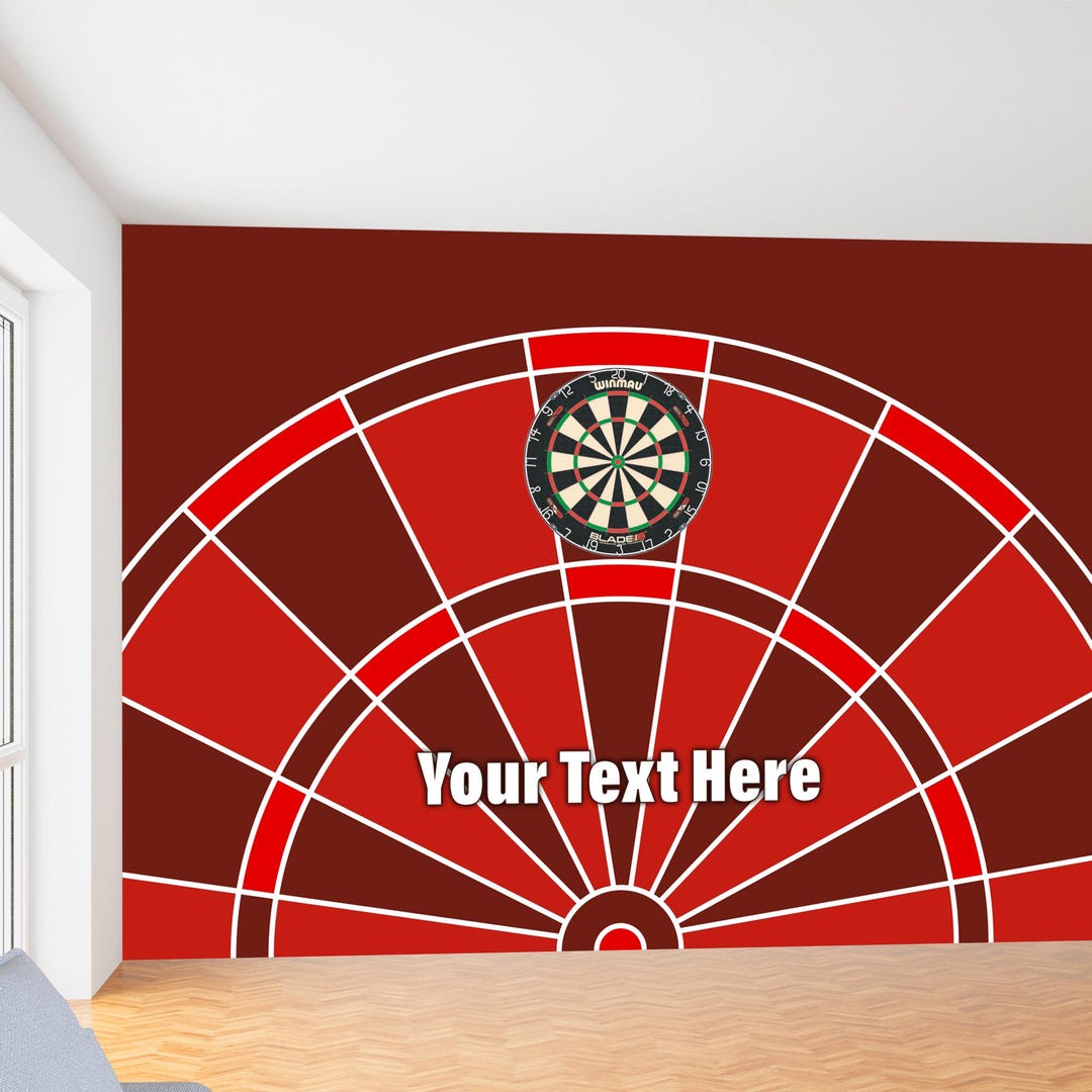 Darts Full Wall Mural - Red Board With Personalised Text Wall Art - Etsy