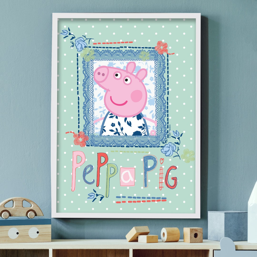 Peppa Pig Print - Peppa Pig Polka Dot Frame Poster Wall Art - Etsy