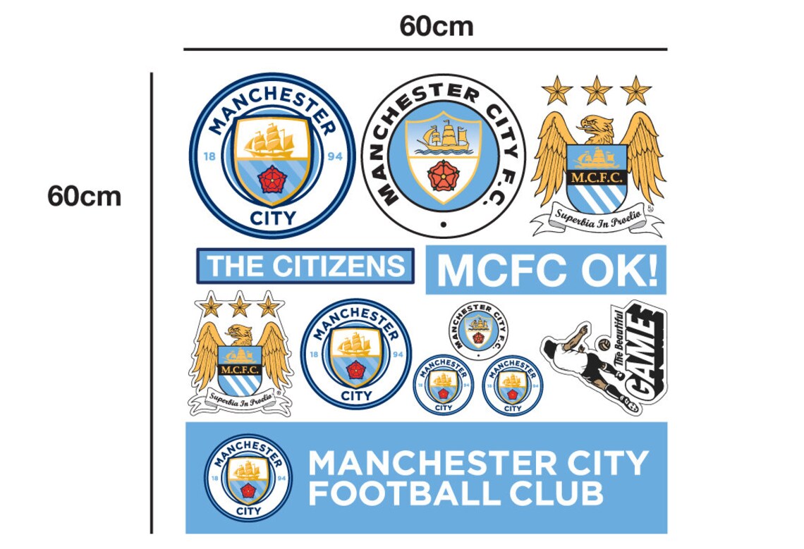 Manchester City Football Club Badge Bonus Wall Sticker Set - Etsy UK