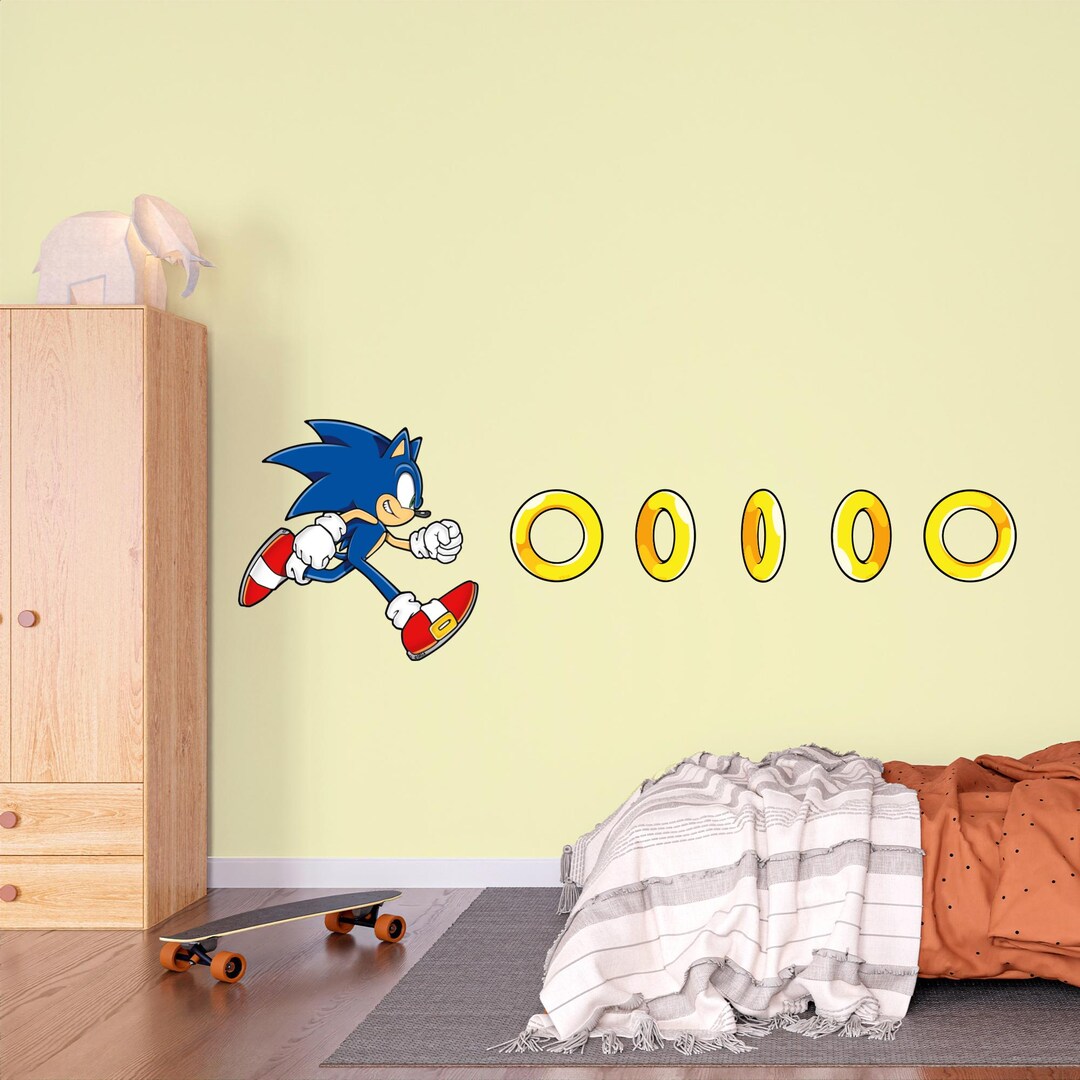 Sonic the Hedgehog Wall Sticker - Sonic Running for Rings Wall Art - Etsy