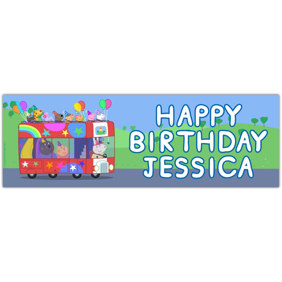 Peppa Pig Birthday - Party Bus Personalised Banner Wall Sticker - Etsy