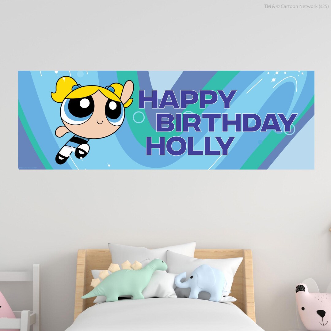 Powerpuff Girls™ Birthday - Bubbles Personalised Banner Wall Sticker - Etsy