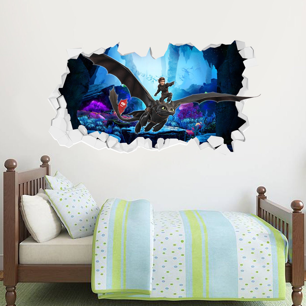 How to Train Your Dragon Hiccup & Toothless Broken Wall Sticker - Etsy