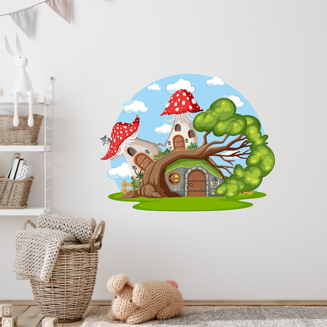 Fairy Wall Sticker - Tree Cottage Decal Wall Art - Etsy